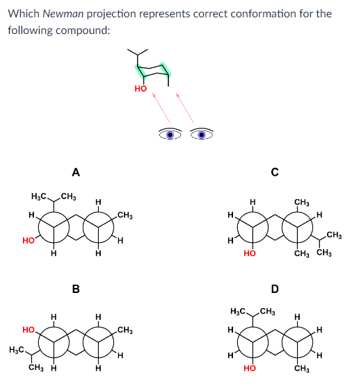 Solved Which Newman projection represents correct | Chegg.com