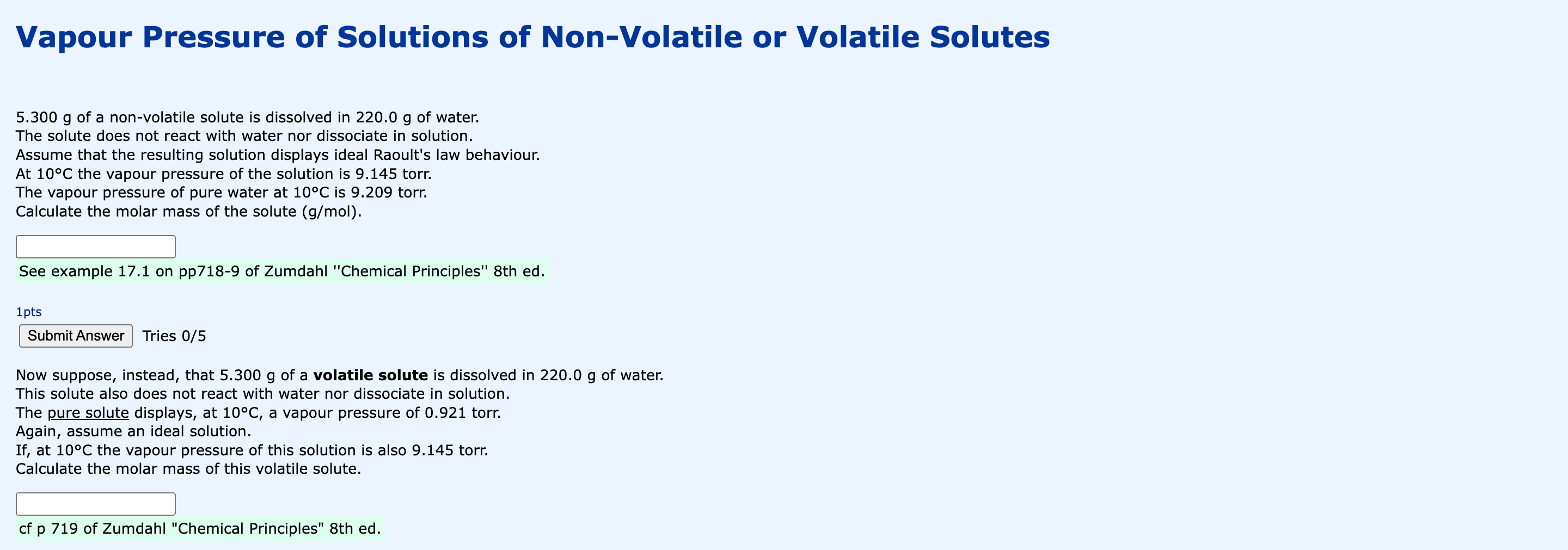 Solved Vapour Pressure of Solutions of Non-Volatile or | Chegg.com