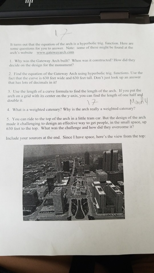 2. Find the equation of the Gateway Arch using | Chegg.com