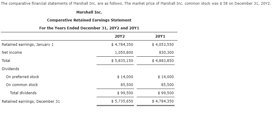 Solved Determine the following measures for 20Y2, rounding | Chegg.com