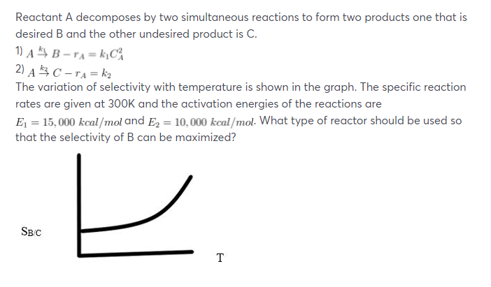 Solved Reactant A decomposes by two simultaneous reactions | Chegg.com