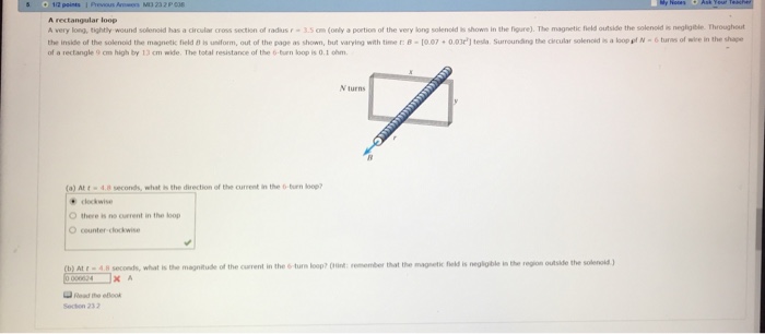 A very long, tightly wound solenoid has a circular | Chegg.com