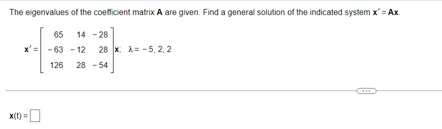 Solved The eigenvalues of the coefficient matrix A are | Chegg.com