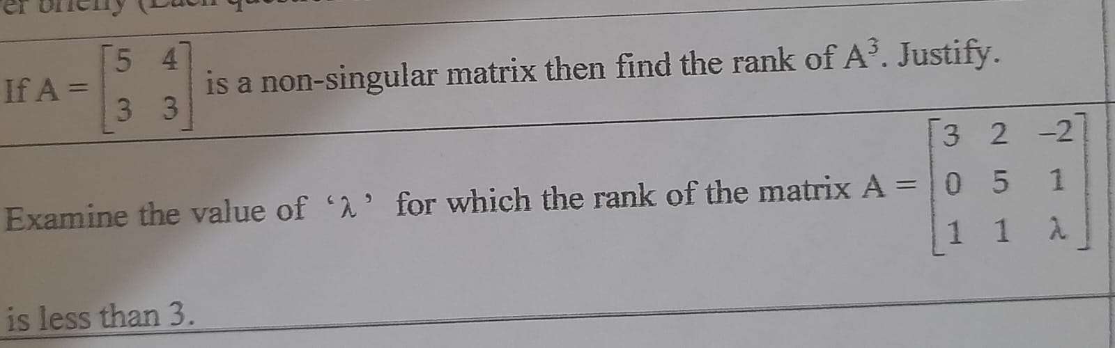 Solved If A=[5433] ﻿is a non-singular matrix then find the | Chegg.com