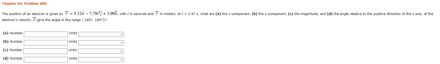 Solved Chapter 04, Problem 006 The position of an electron | Chegg.com