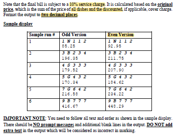 Solved Write a program for calculating the bill charged for | Chegg.com