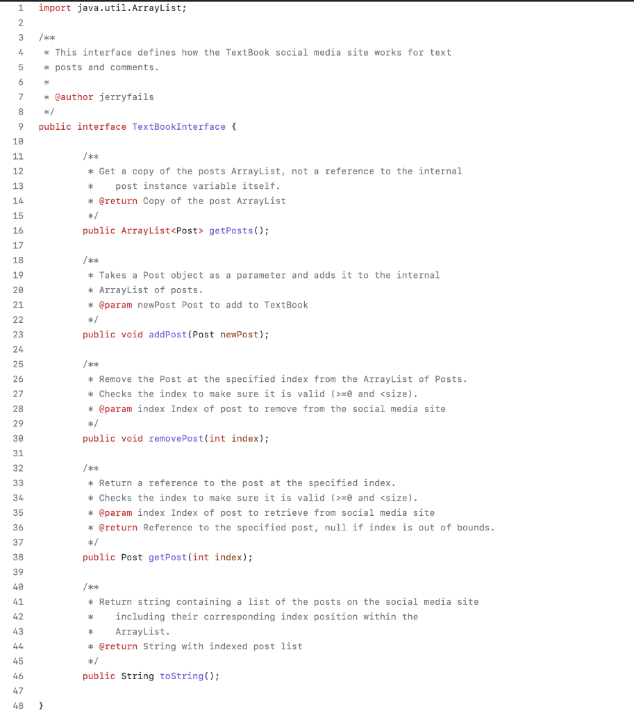 Overview TextBook is a console-based Social Media | Chegg.com