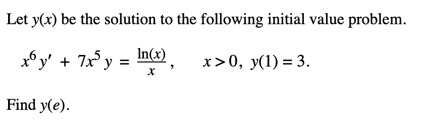 Solved Let y(x) be the solution to the following initial | Chegg.com