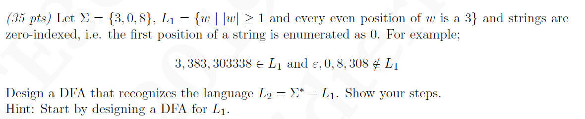 Solved Design a DFA that recognizes the language L2 = 2* | Chegg.com