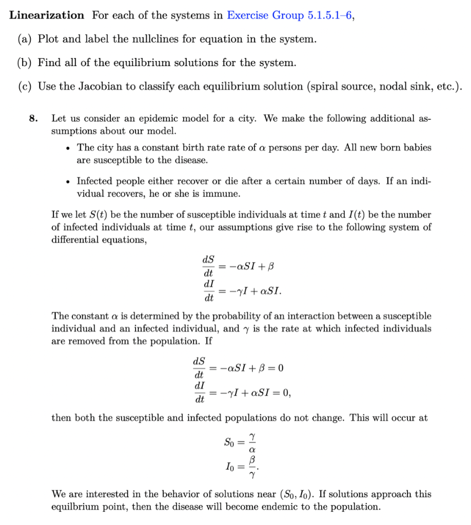 Solved Linearization For each of the systems in Exercise | Chegg.com
