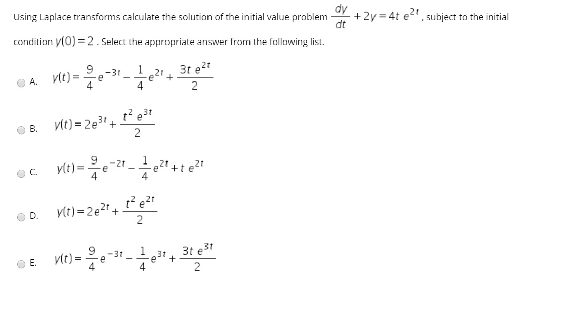 Solved Using Laplace transforms calculate the solution of | Chegg.com