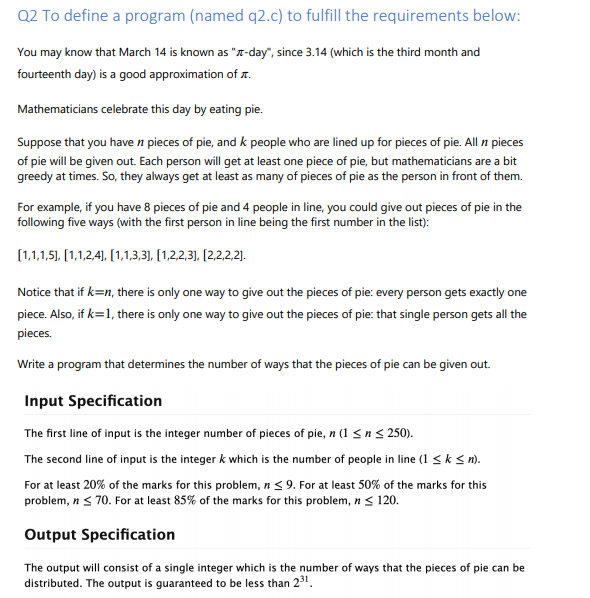 Solved Q2 To define a program (named q2.c) to fulfill the | Chegg.com
