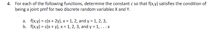 Solved For each of the following functions, determine the | Chegg.com