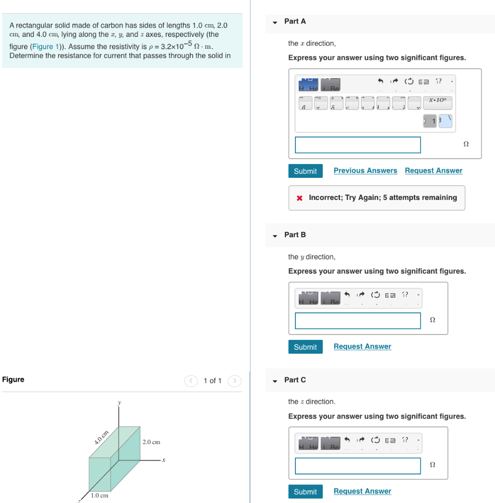 Solved - Part A A rectangular solid made of carbon has sides | Chegg.com