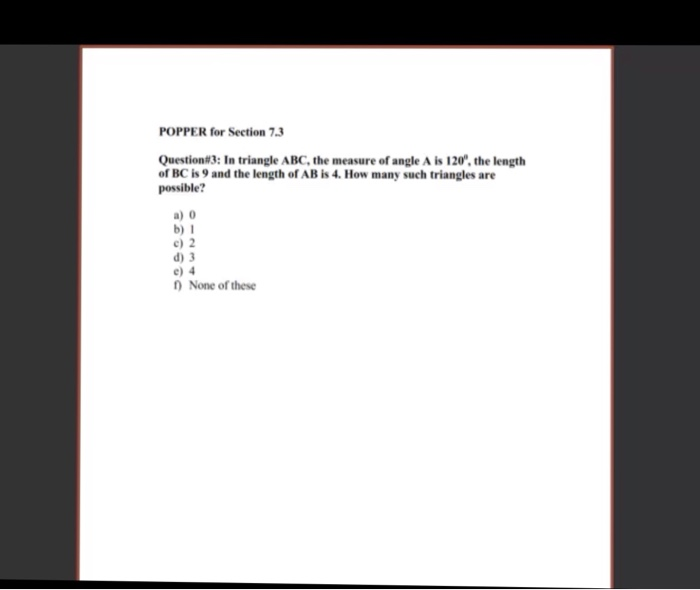 Solved POPPER for Section 7.3 Question#3: In triangle ABC, | Chegg.com