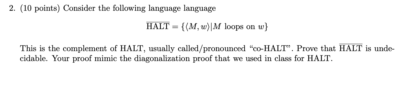 2. (10 points) Consider the following language | Chegg.com