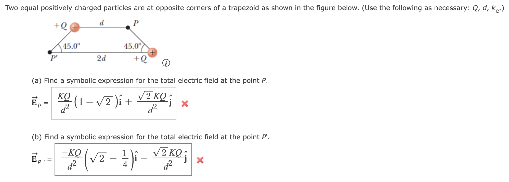 Solved wo equal positively charged particles are at opposite | Chegg.com