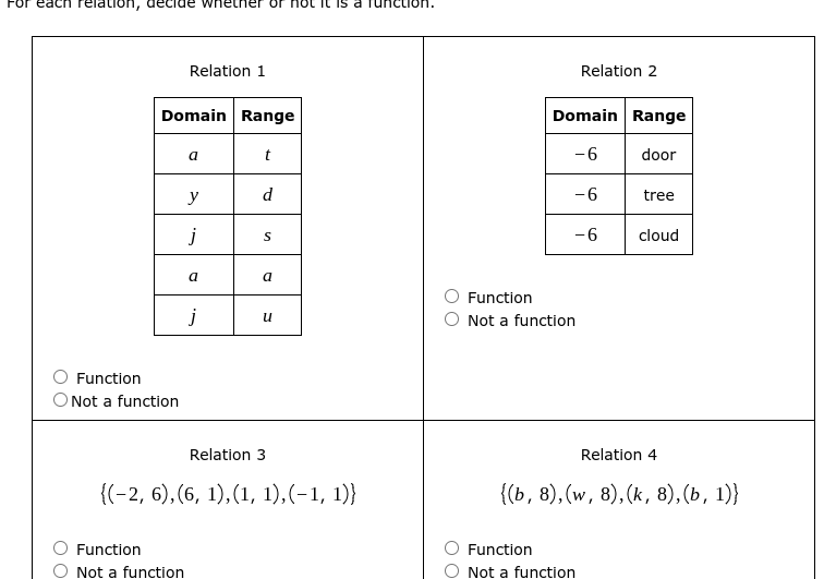 Solved For each relation, decide whether or not it is a | Chegg.com