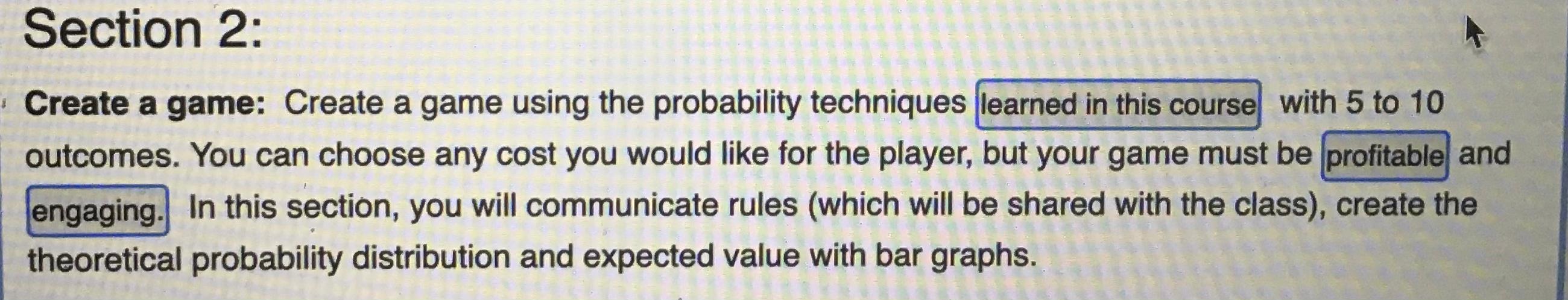Solved Create a game: Create a game using the probability | Chegg.com