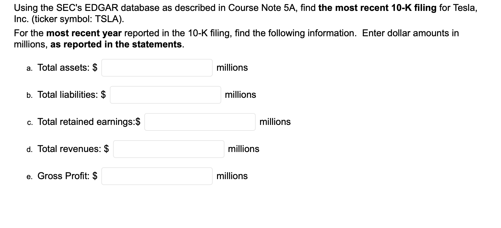 Solved Using the SEC's EDGAR database as described in Course | Chegg.com