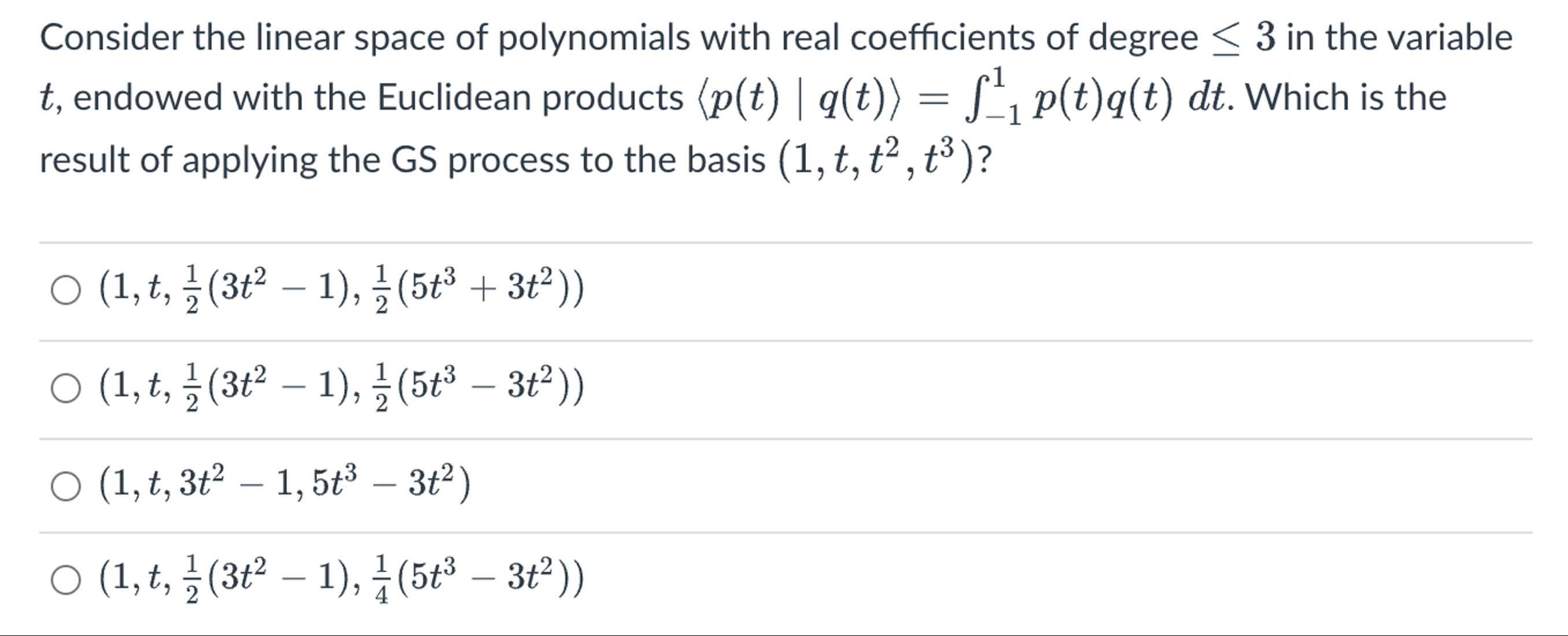 Solved Consider the linear space of polynomials with real | Chegg.com