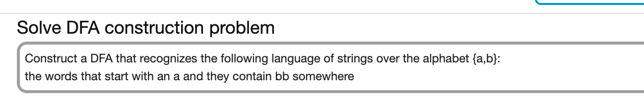 Solved Solve DFA construction problem Construct a DFA that | Chegg.com