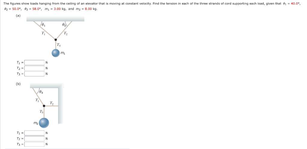 Solved The figures show loads hanging from the ceiling of an | Chegg.com