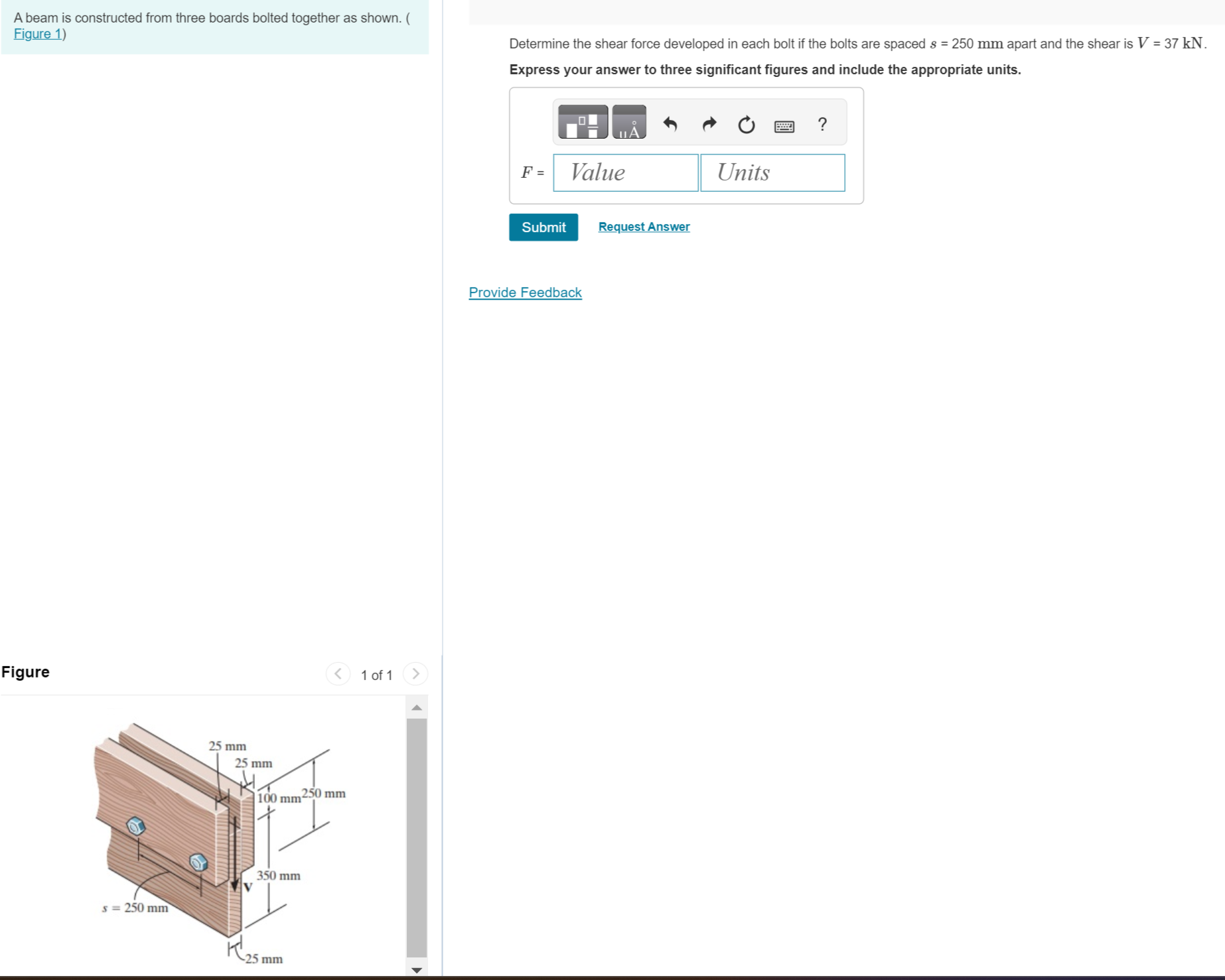Solved A beam is constructed from three boards bolted | Chegg.com