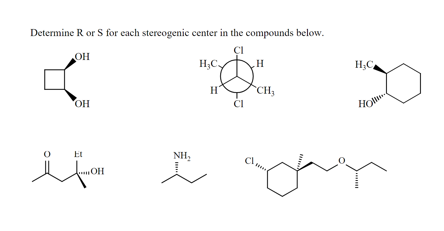 Solved Determine R or S for each stereogenic center in the | Chegg.com
