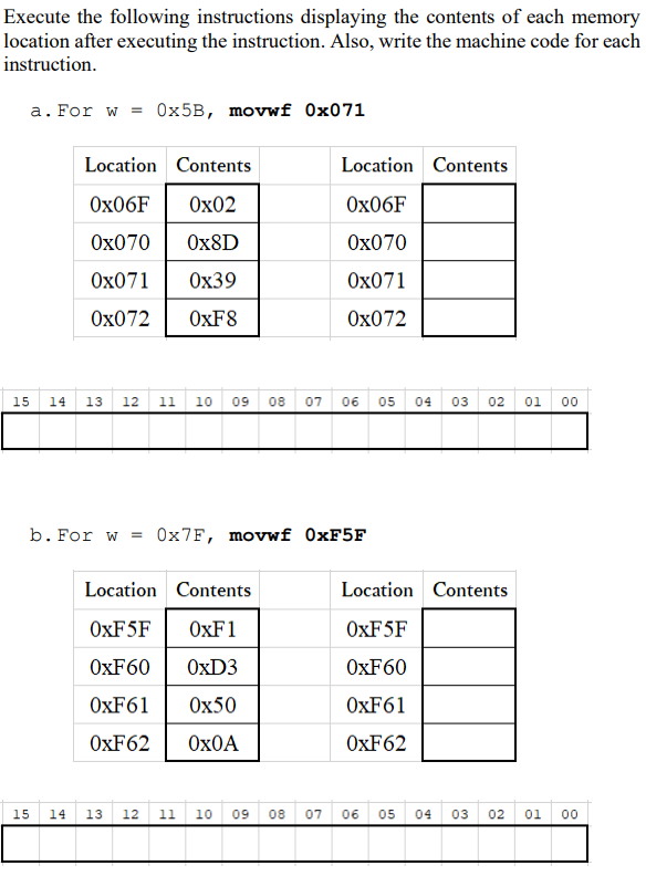 Solved Execute the following instructions displaying the | Chegg.com