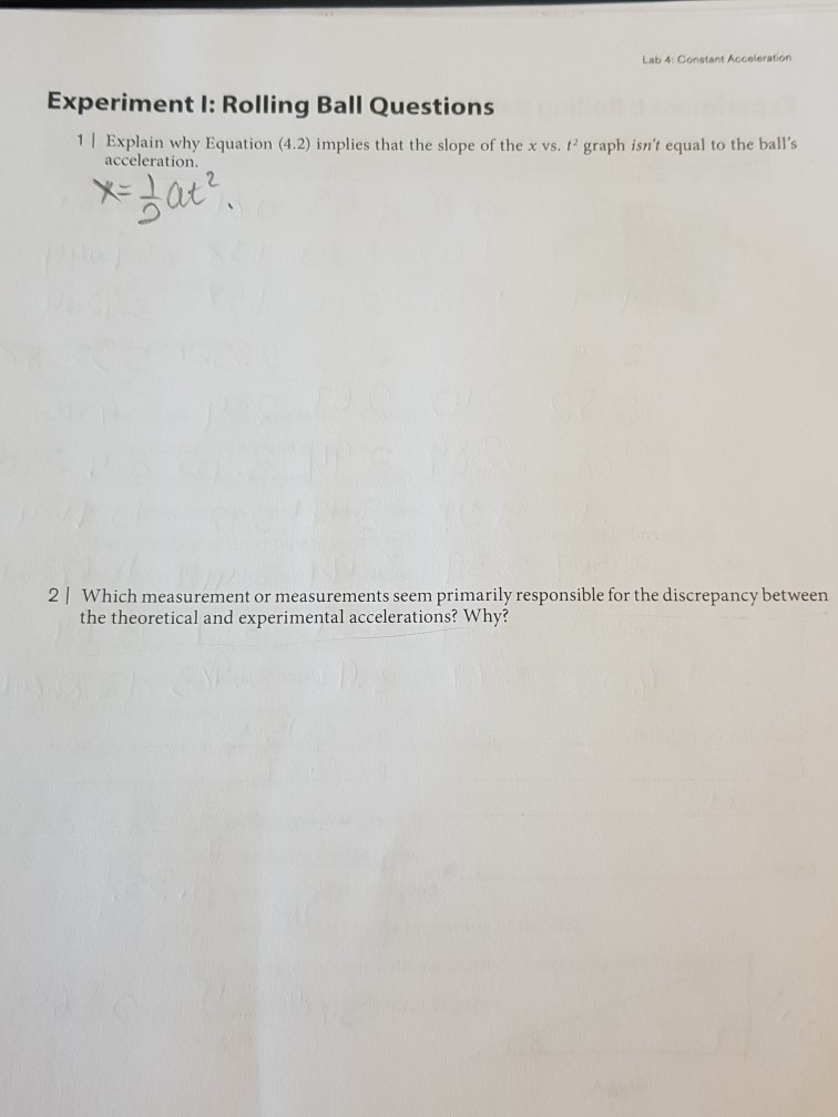 Solved Lab 4: Constant Acceleration Experiment 1: Rolling | Chegg.com