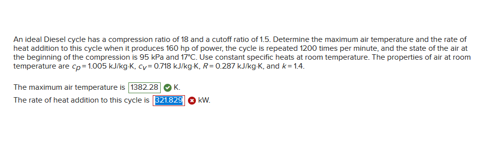 Solved An ideal Diesel cycle has a compression ratio of 18 | Chegg.com