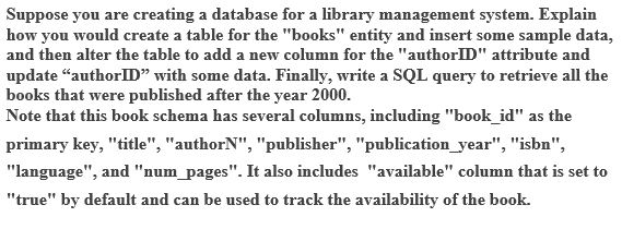 Solved Suppose you are creating a database for a library | Chegg.com