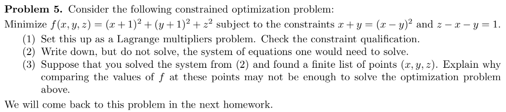 Solved Problem 5. Consider the following constrained | Chegg.com