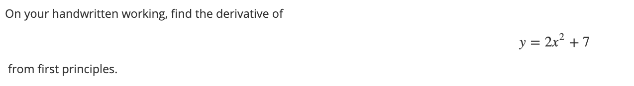 Solved On your handwritten working, find the derivative of y | Chegg.com