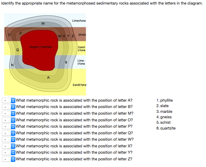 Solved Identify the appropriate name for the metamorphosed | Chegg.com