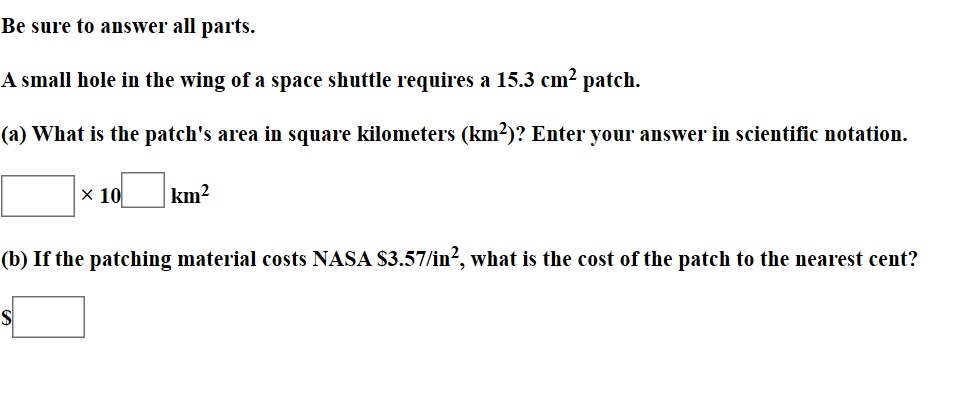 Solved Be sure to answer all parts. A small hole in the wing | Chegg.com