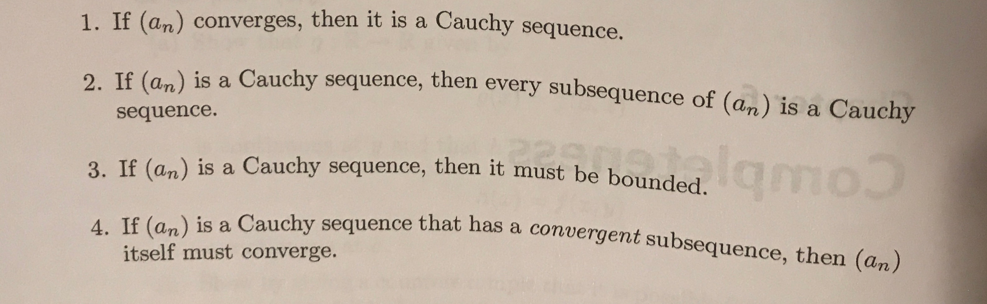 Solved 1. If (am) converges, then it is a Cauchy | Chegg.com