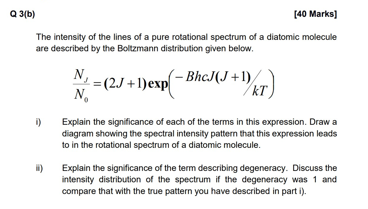 Solved The intensity of the lines of a pure rotational | Chegg.com