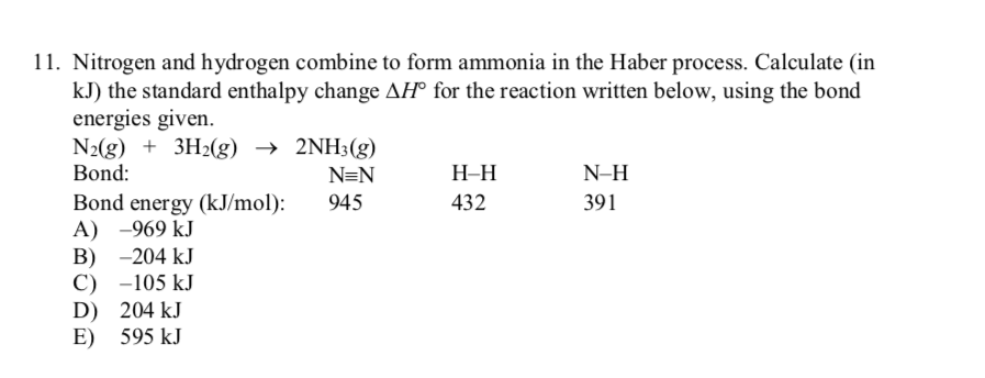 Solved 11. Nitrogen and hydrogen combine to form ammonia in | Chegg.com