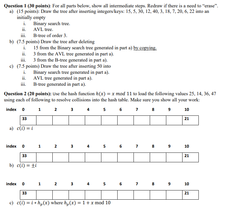 Solved Question 1 ( 30 ﻿points): For all parts below, show | Chegg.com