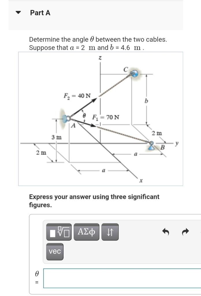 Solved Determine the angle θ between the two cables. Suppose | Chegg.com