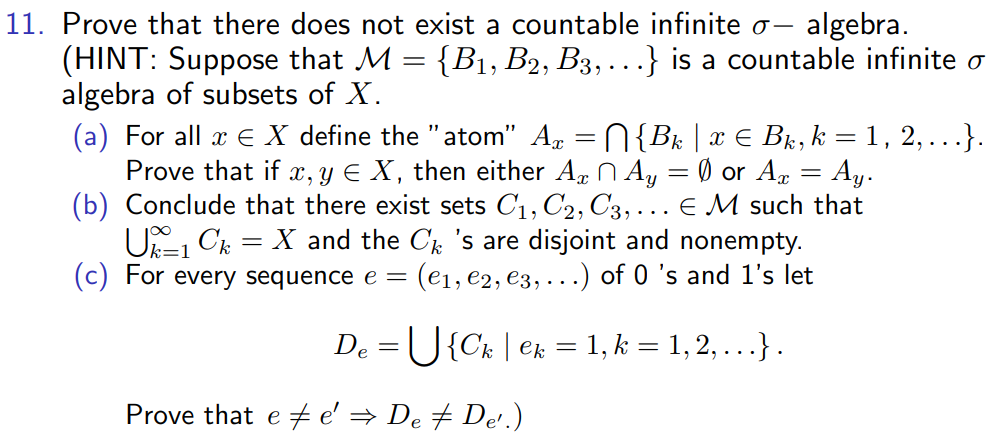 Solved 11. Prove that there does not exist a countable | Chegg.com