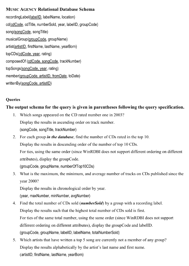 Solved Using SQL What I got for #1 is SELECT S.songCode, | Chegg.com