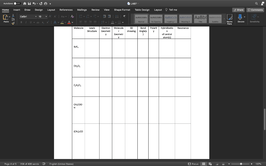 Solved AutoSave OFF LAB7 Home Insert Draw Design Layout | Chegg.com