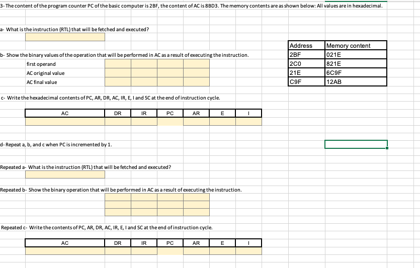 3- The content of the program counter PC of the basic | Chegg.com