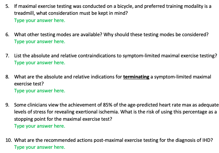 Solved 5. If maximal exercise testing was conducted on a | Chegg.com