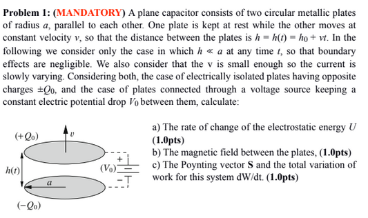 Solved Problem 1: (MANDATORY) A plane capacitor consists of | Chegg.com