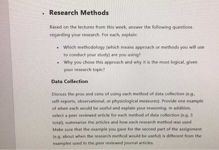 Solved . Research Methods Based on the lectures from this | Chegg.com