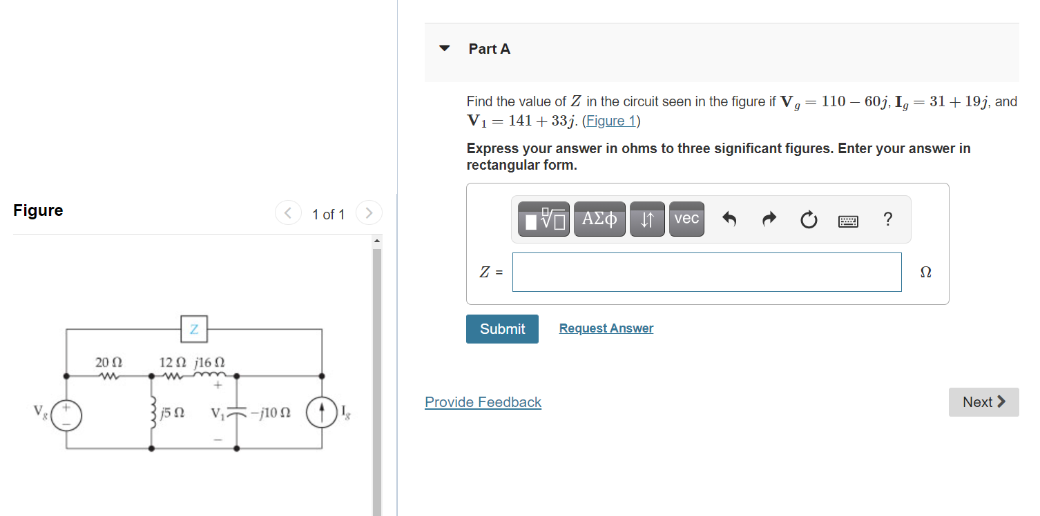 Solved Part A = Find the value of Z in the circuit seen in | Chegg.com